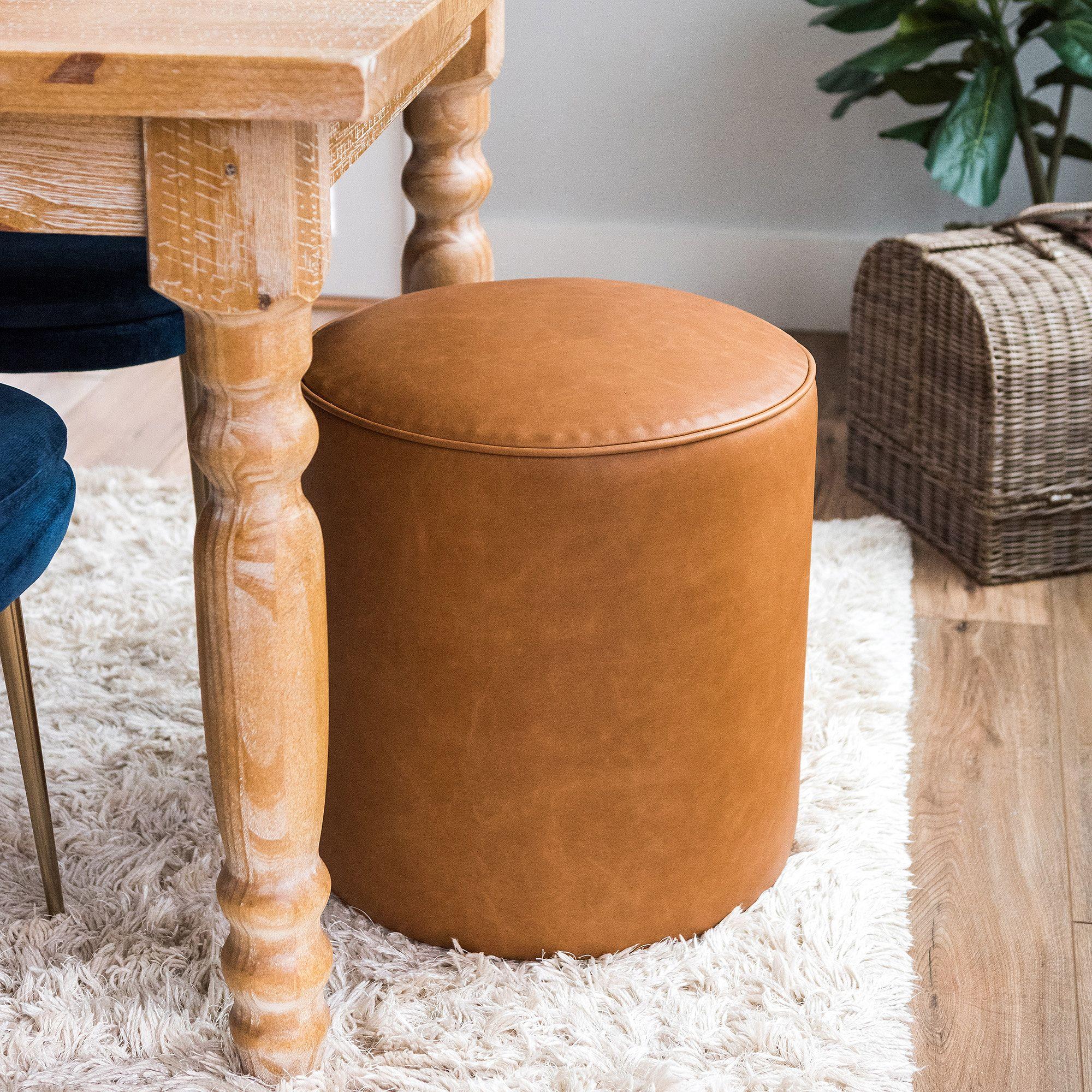 Round suede ottoman store